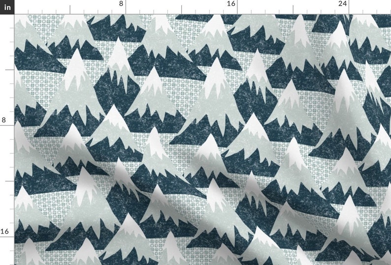 Snowy Alpine Mountains Fabric Slopes By Vo_Aka_Virginiao | Etsy