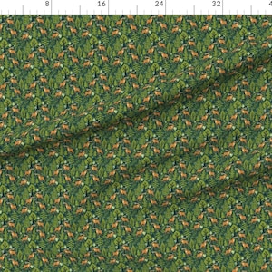 Green Woodland Landscape Deer Fabric Deer in the Forest. Small Scale ...