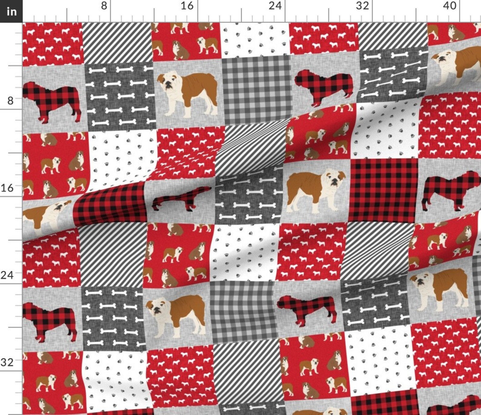 English Bulldog Fabric english Bulldog Pet Quilt A Fabric - Etsy