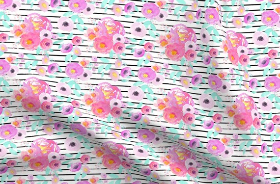 Spring Floral Fabric Indy Bloom Design Neon Zebra By | Etsy