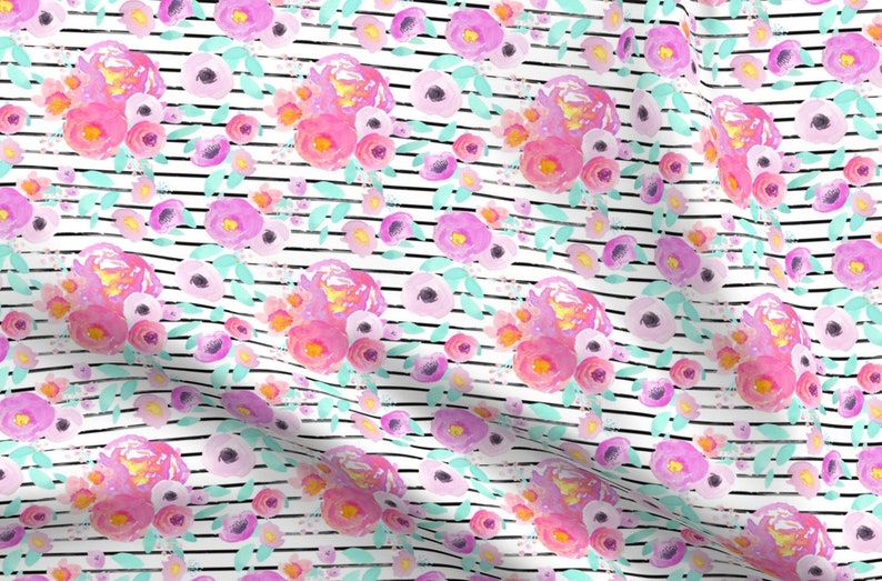 Spring Floral Fabric Indy Bloom Design Neon Zebra By | Etsy