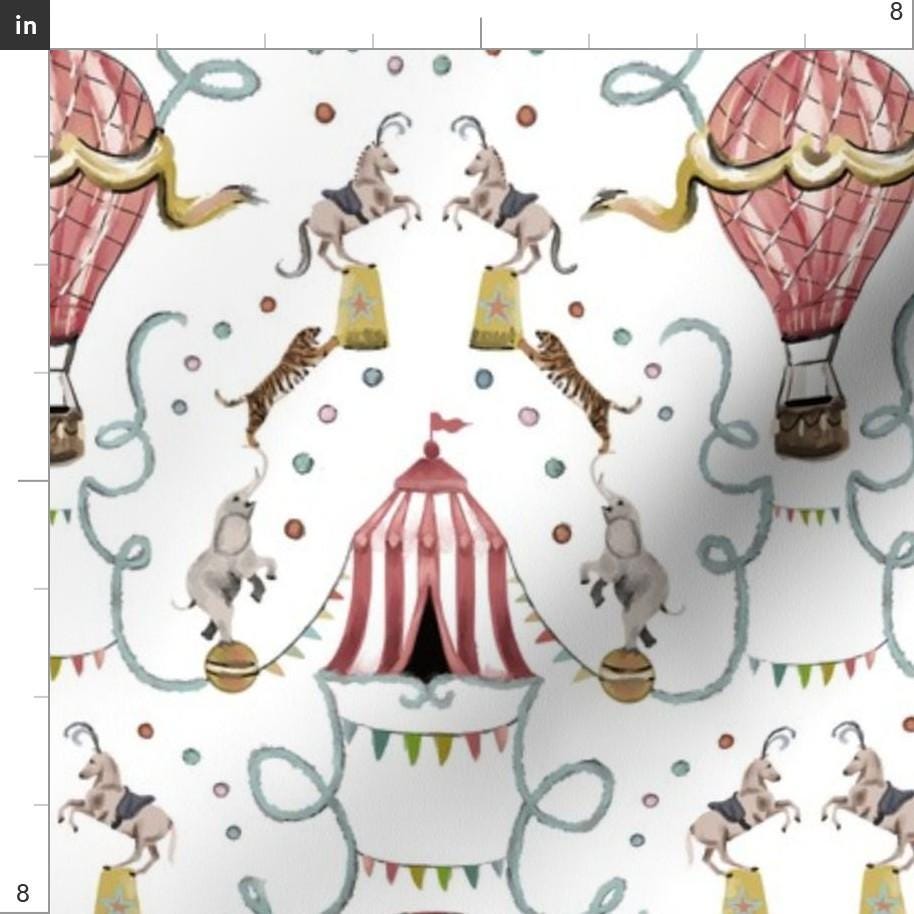 Whimsical Vintage Circus Fabric - Cirque Animalier by Coopercraft - Big ...