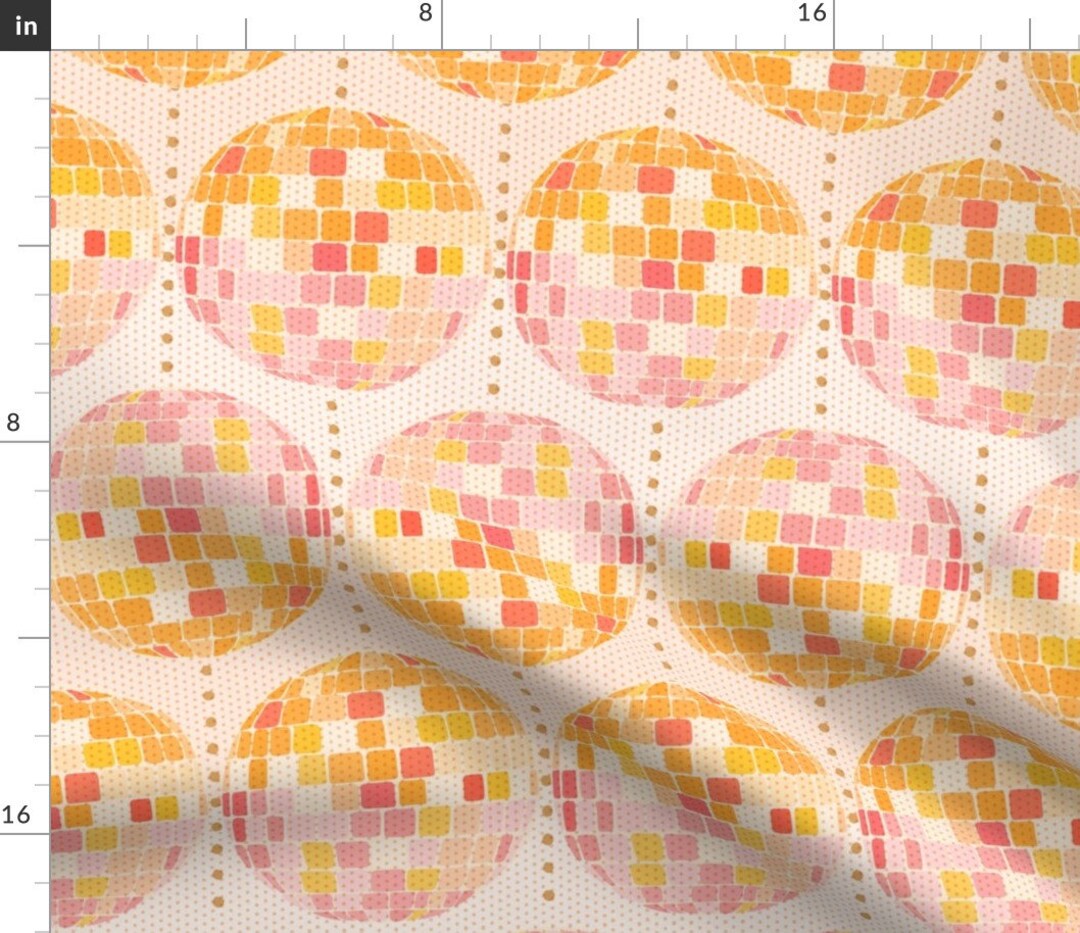 Mirror Ball Fabric Disco Revival by Garabateo Pastel Orange Pink ...