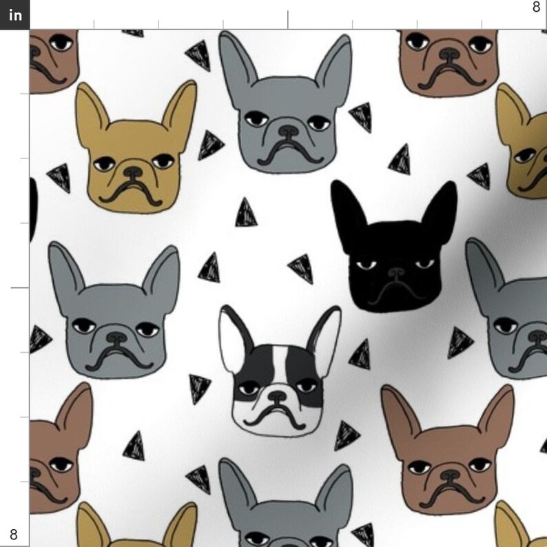 French Bulldog Fabric Frenchie Cute French Bulldog by Andrea | Etsy
