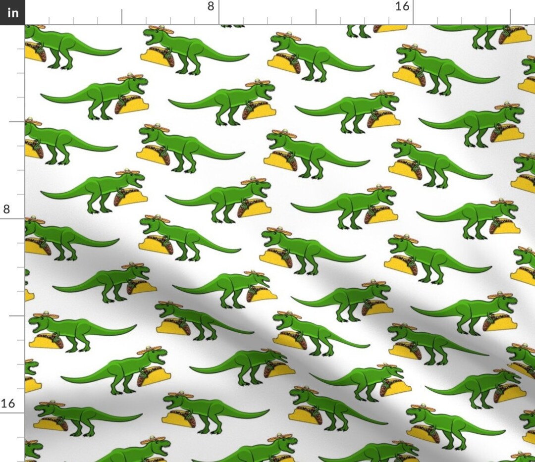 Taco T-rex Fabric Tmex Trex Eating Tacos on White by - Etsy