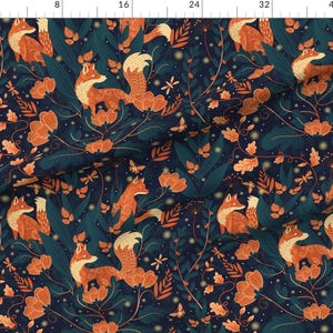 Whimsical Garden Fabric Night Foxes by Delively_dewi Orange Foxes ...