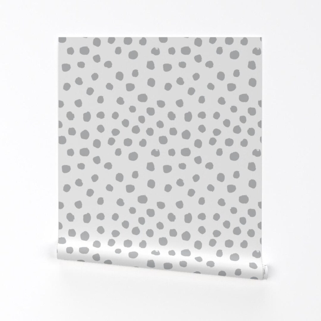 Gray Painted Dots Wallpaper - Grey Dots Baby by Charlottewinter ...