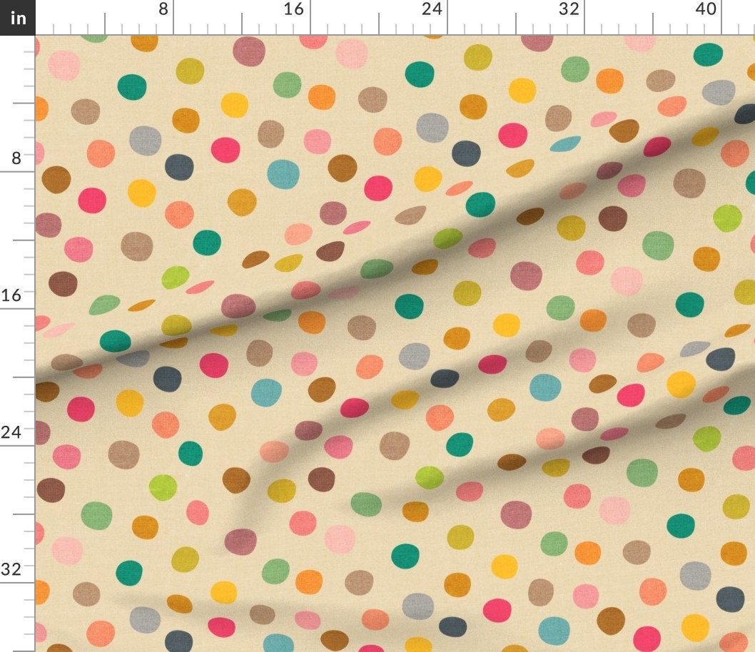 Rainbow Polka Dots Repeat Simple Fabric Mid Century Polka | Etsy