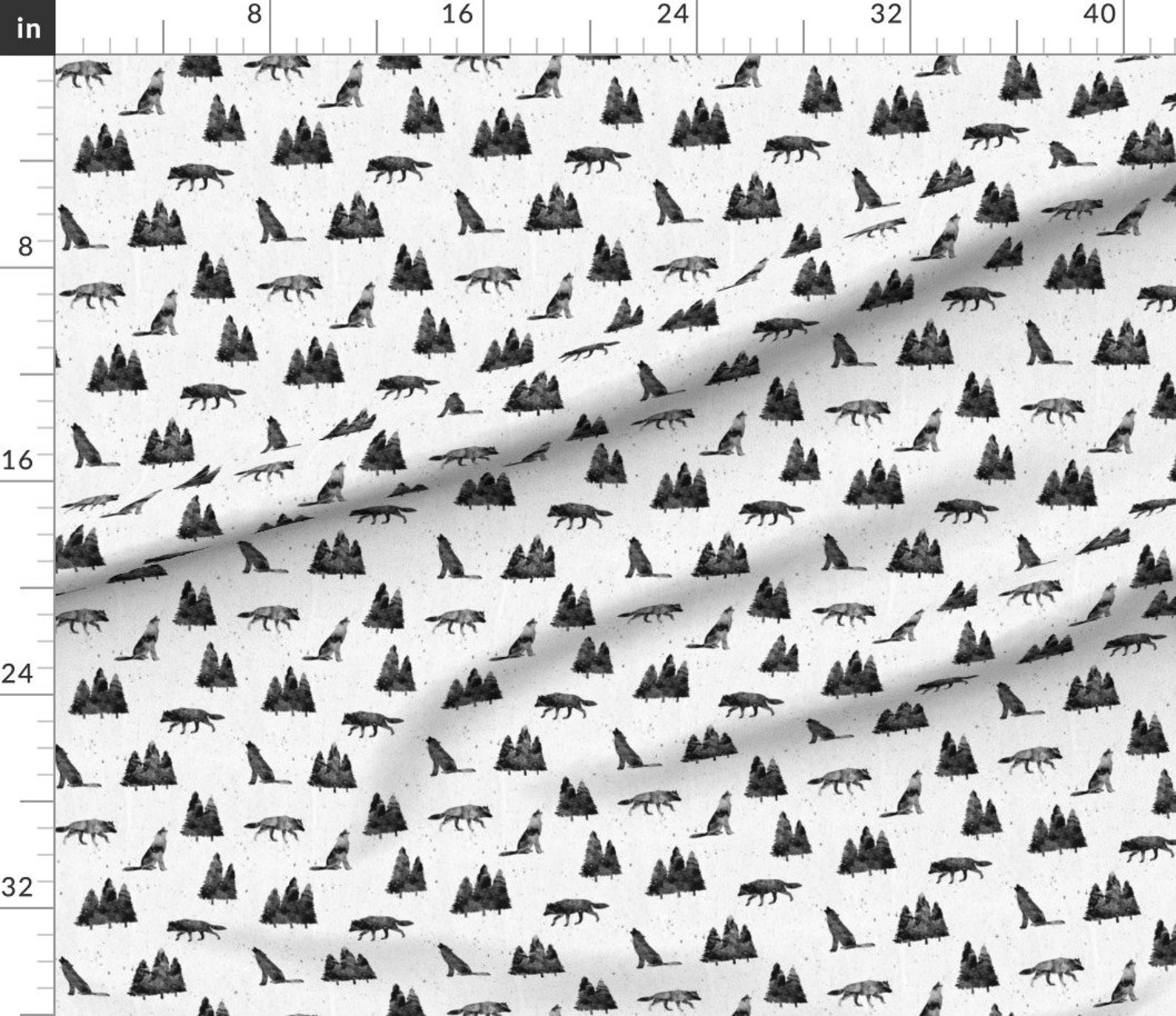 Wolf Wilderness Fabric Wolves by Littlearrowdesign Wolves - Etsy