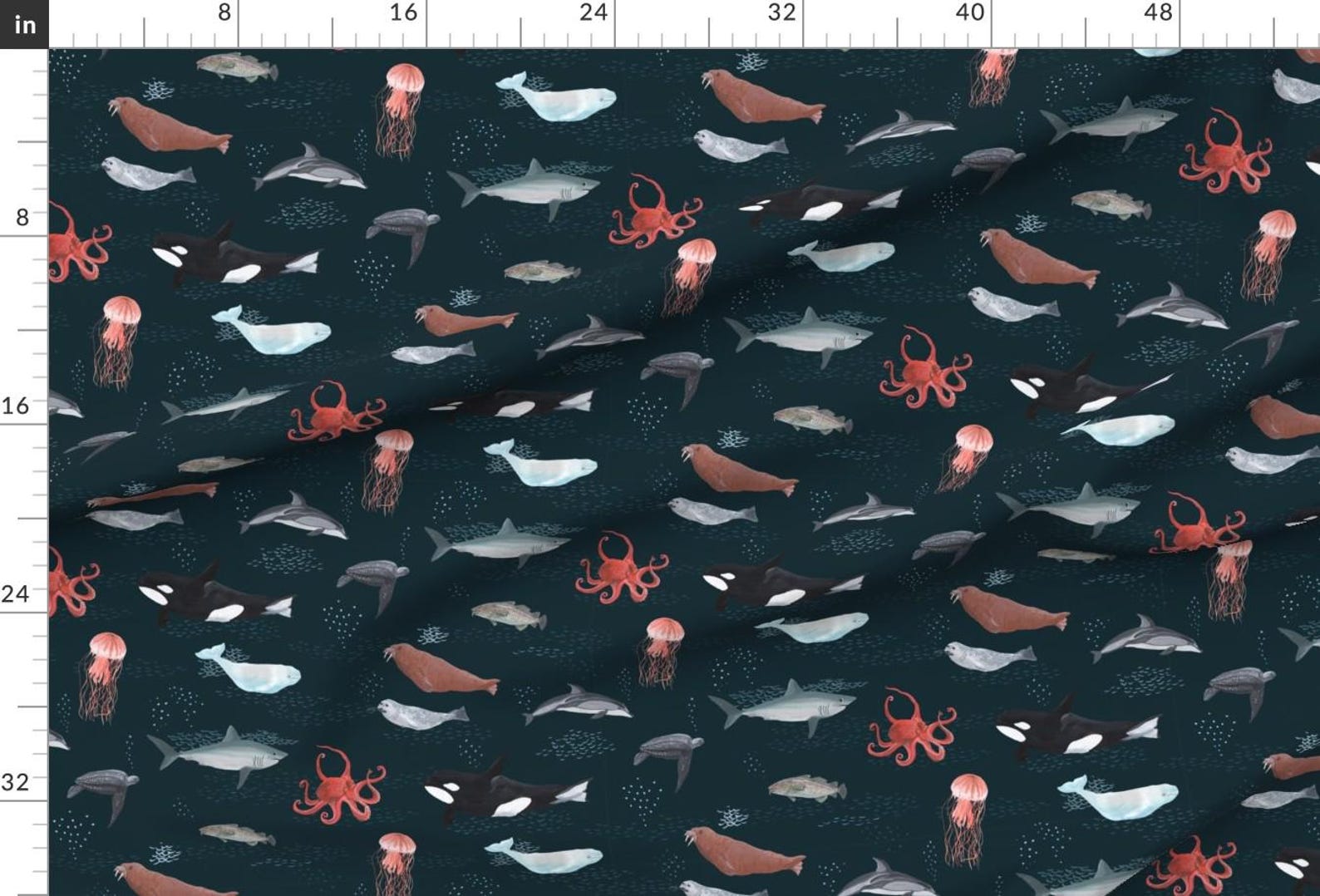 Ocean Fabric - Marine Life by Dasbrooklyn - Canadian Wildlife Sea ...