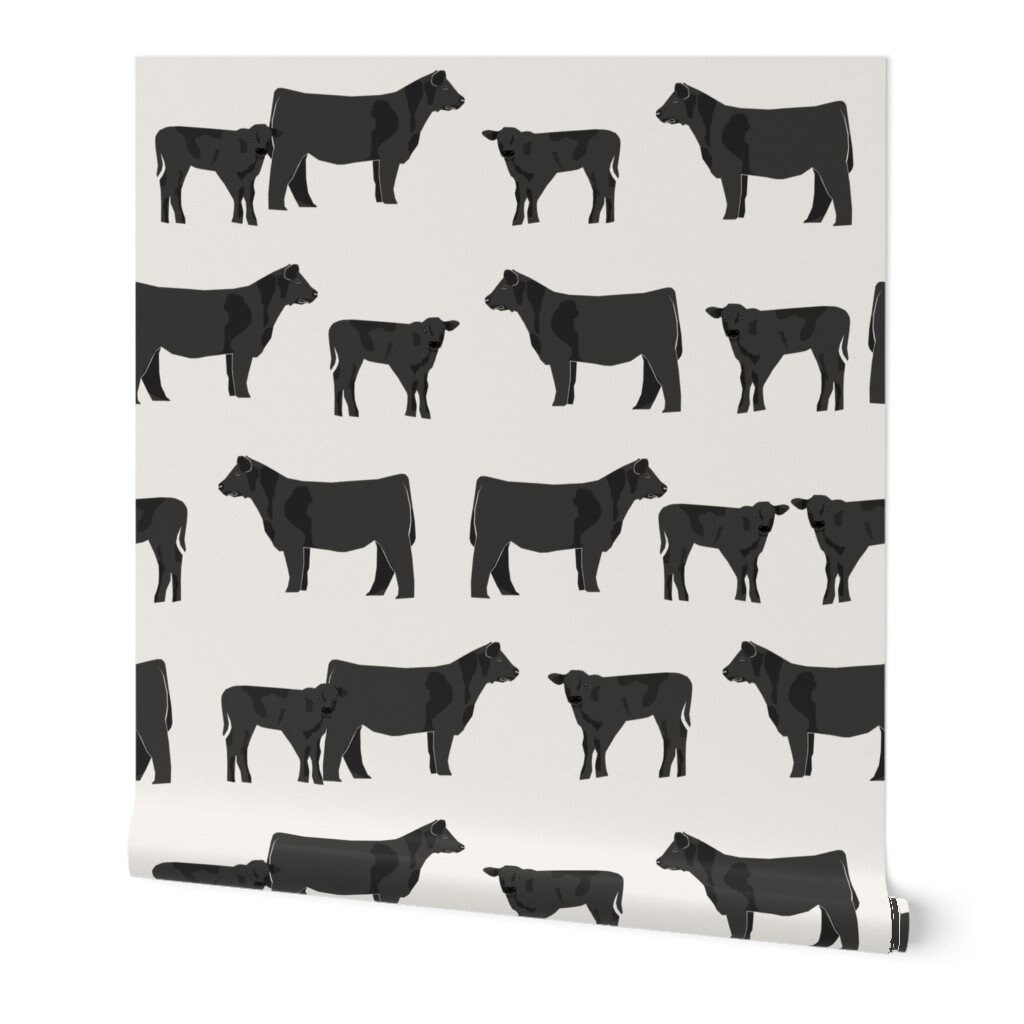 Angus Wallpaper Black Angus Fabric Cattle by Petfriendly - Etsy
