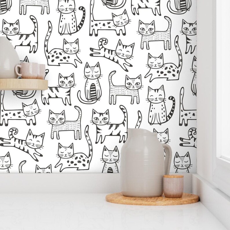 Kitten Wallpaper - Cats With Stripes Blackwhite Larger by Caja Design ...