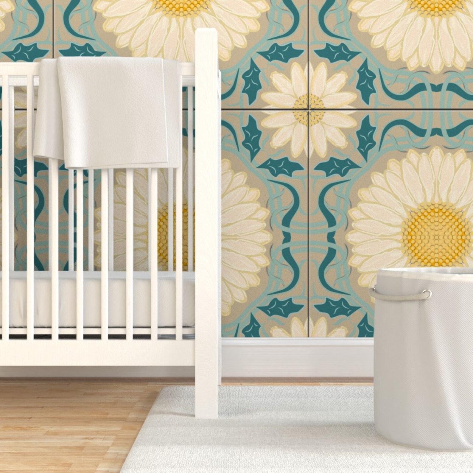 Daisy Wallpaper Spanish Floral Tile by Eclectic House - Etsy