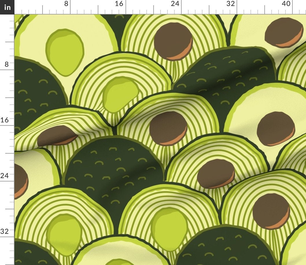 Avocados Fabric Avodeco Avocados in Art Deco Jumbo by | Etsy