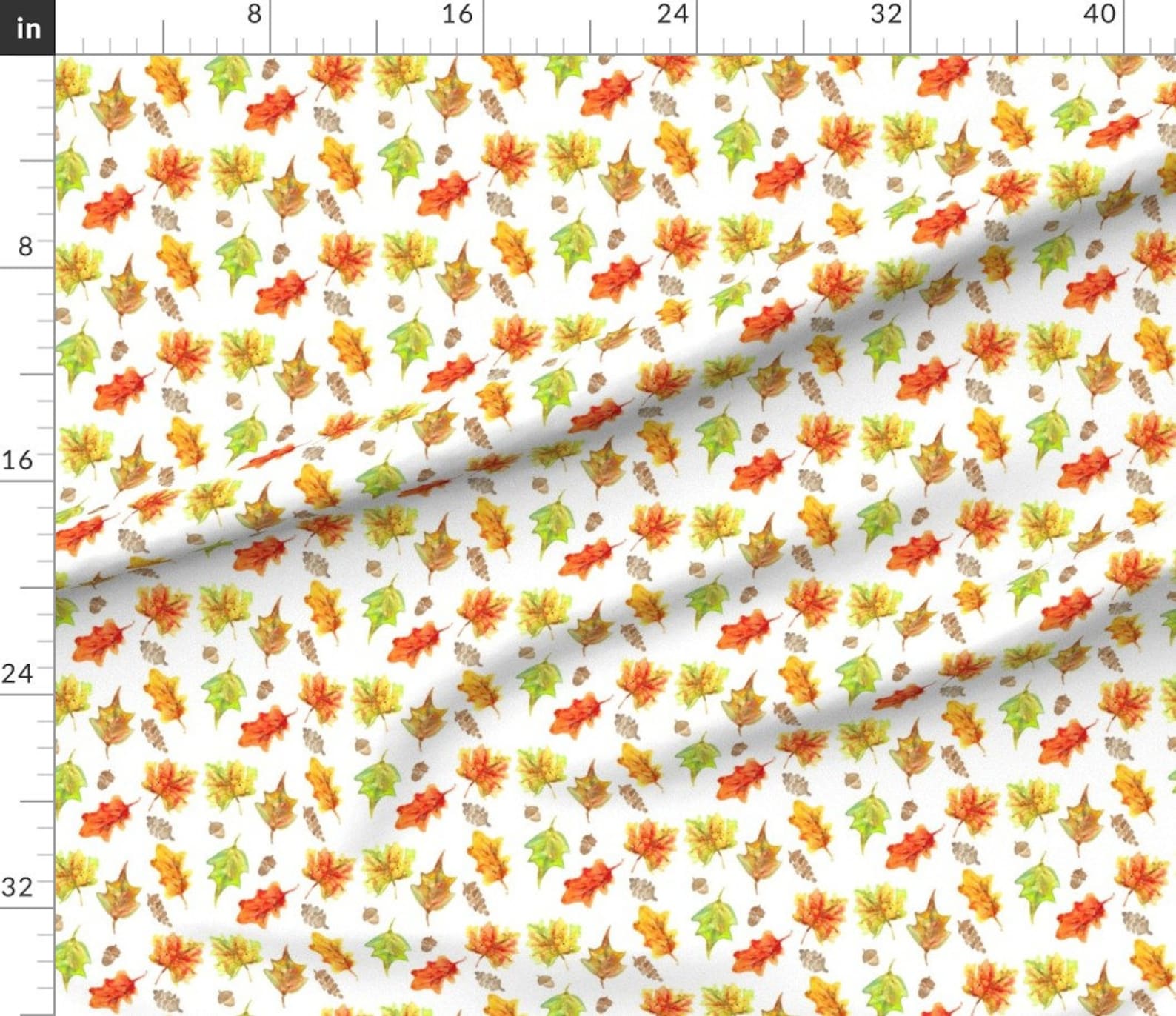 Watercolor Leaves Fabric Fall Leaves and Acorns by Erinanne | Etsy