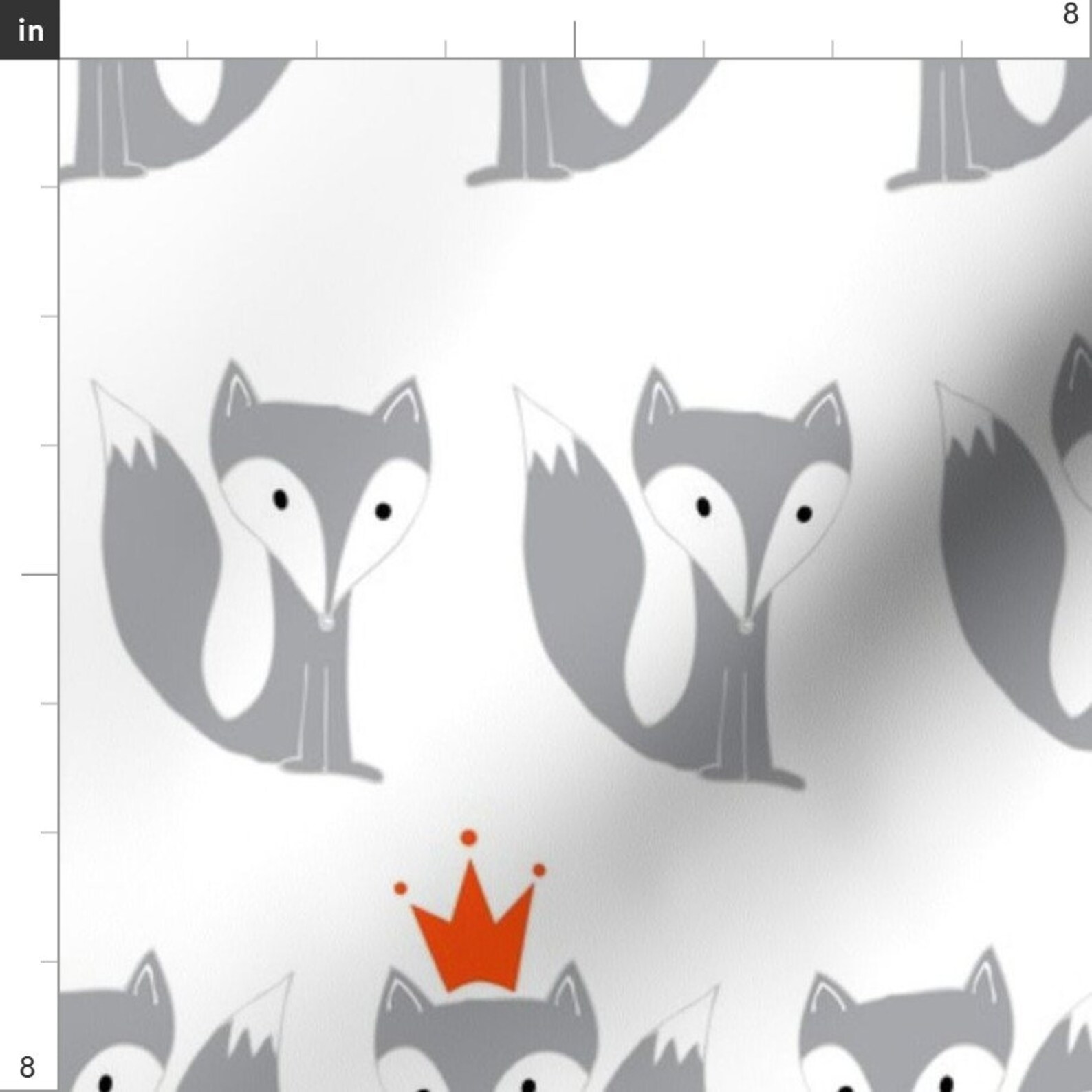 Minimalist Fox Fabric King Fox in Grey by Emilyannstudio - Etsy