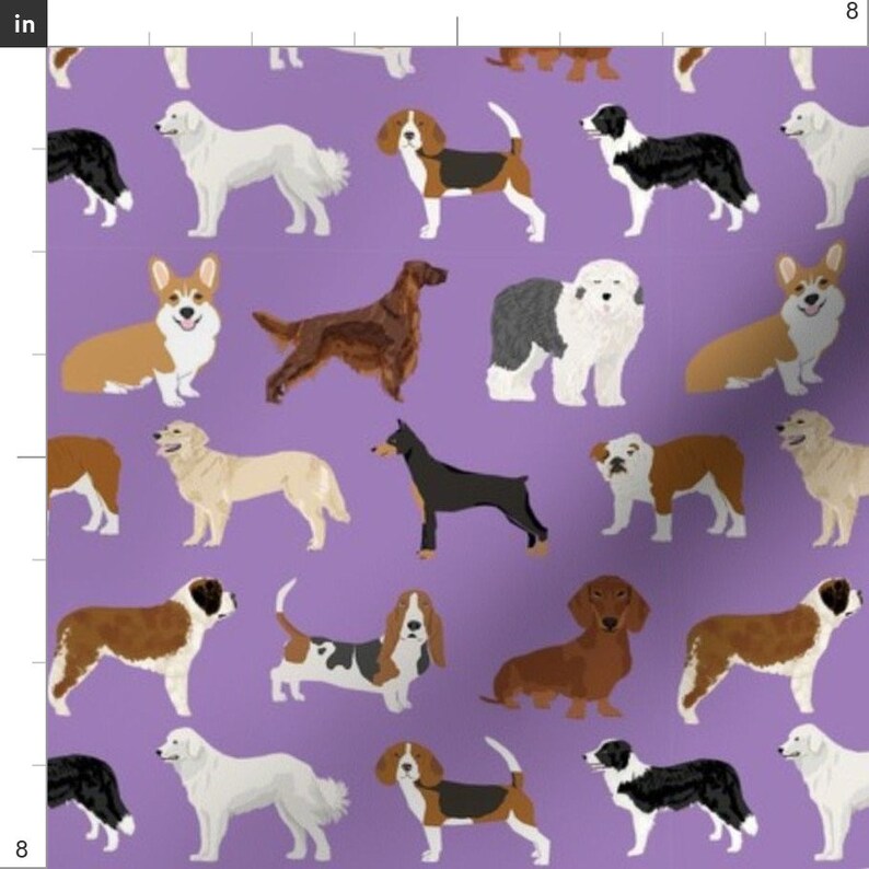 Dog Breed Fabric Custom Dogs by Petfriendly Dog Breed - Etsy