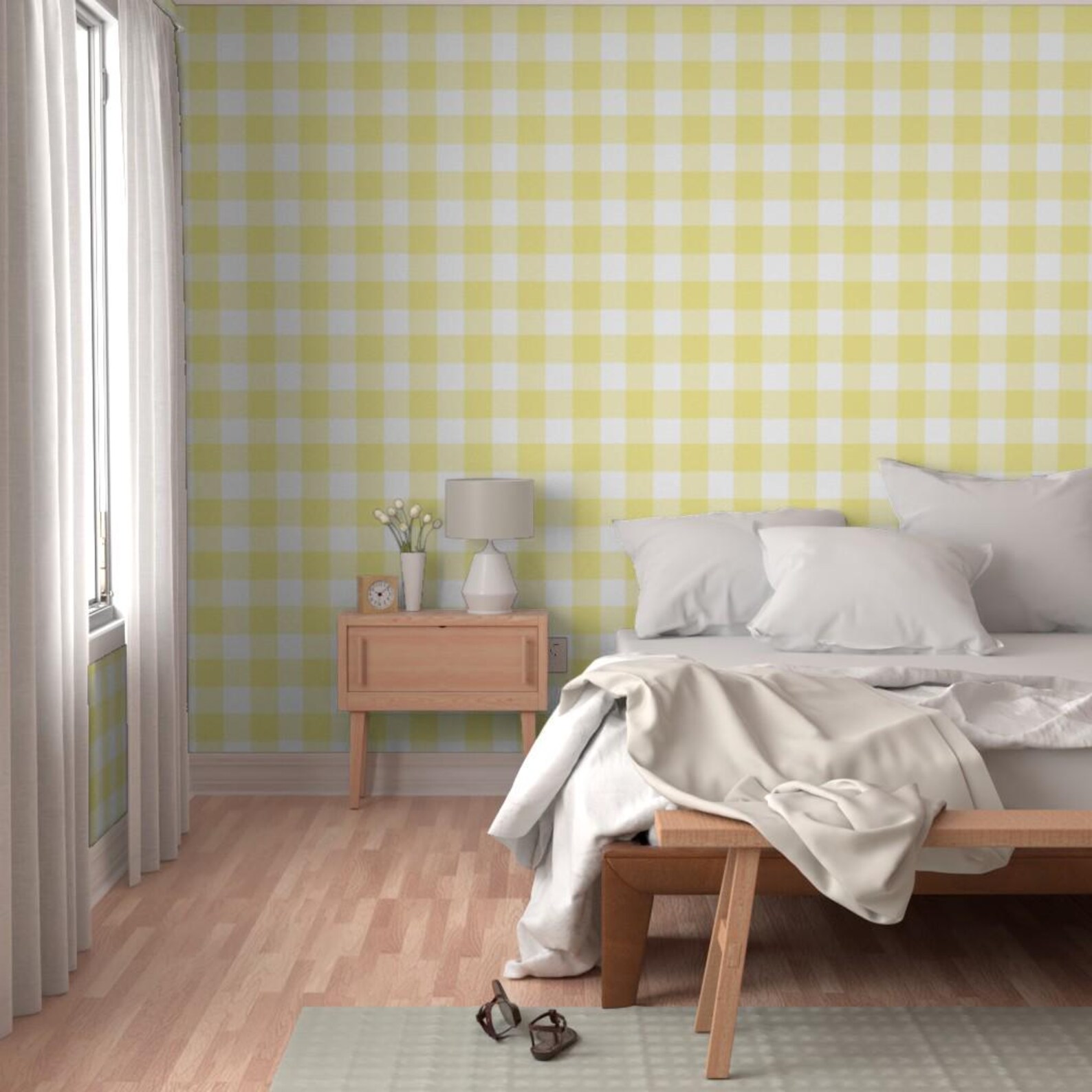 Buffalo Check Wallpaper - Yellow Buffalo Check Gingham by Sugarfresh ...