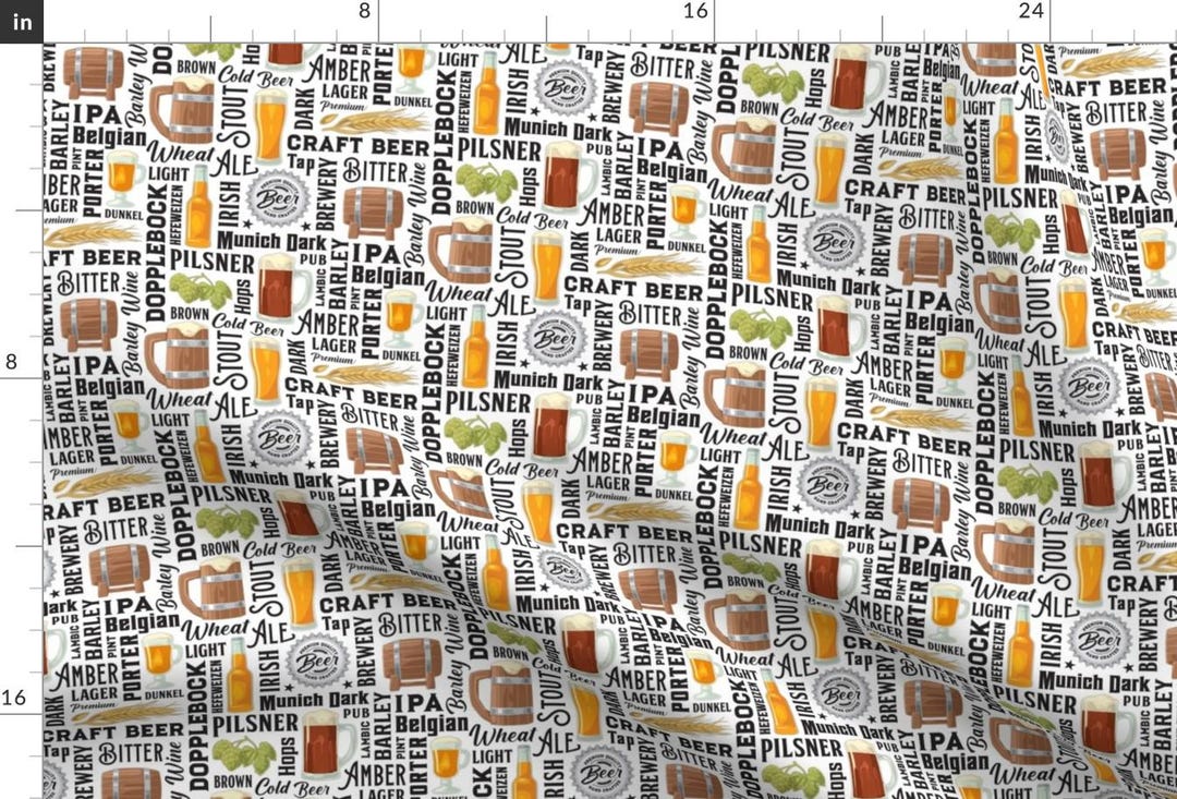Beer Types Fabric - Beer Styles by Malibu Creative - Stout Porter Ale ...