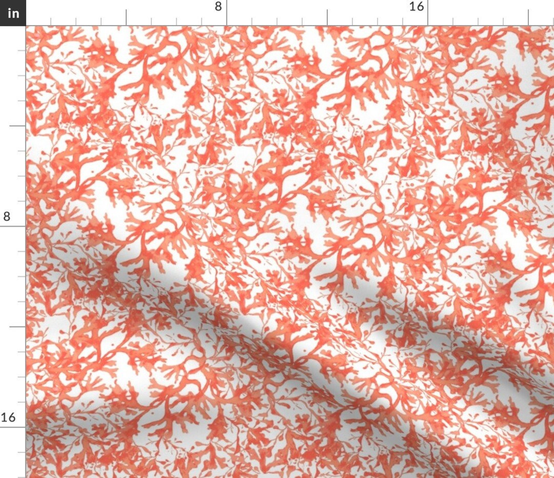 Seaweed Fabric Seaweed by Joanmclemore Seaweed Coral White Nautical ...