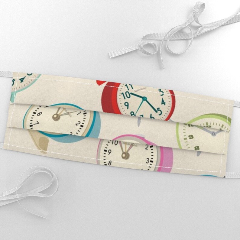 Vintage Time Fabric Retro Clock Fabric Design Cream | Etsy