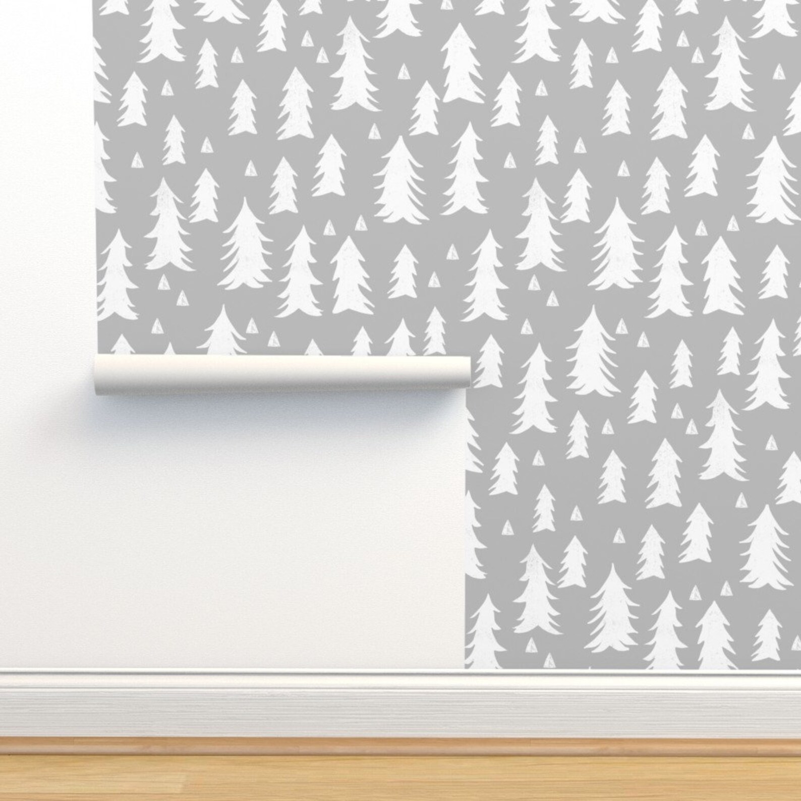 Tree Wallpaper Trees Grey Forest Simple Minimal by Andrea - Etsy