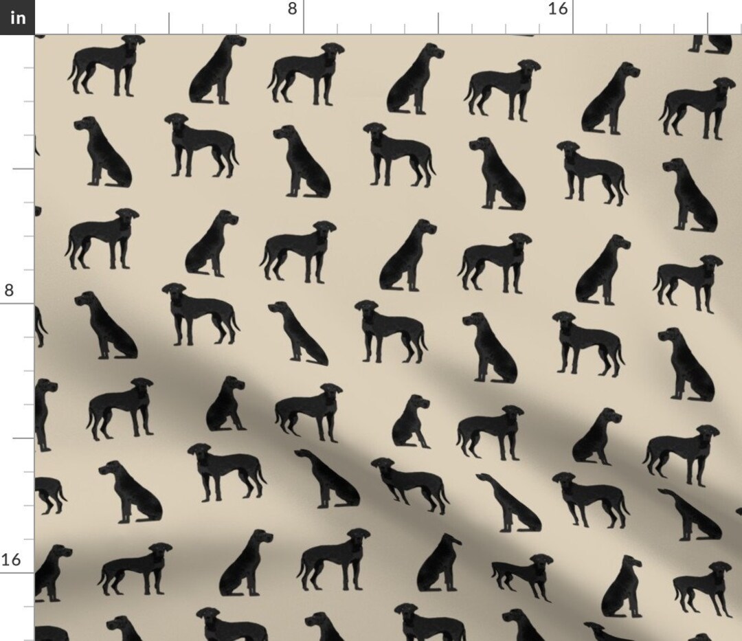 Great Dane Fabric Great Dane Black Simple Dog Breed Fabric Tan by ...