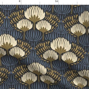 Art Deco Upholstery Fabric- 1920s Luxe Floral by Nancy_bradham - Cream ...