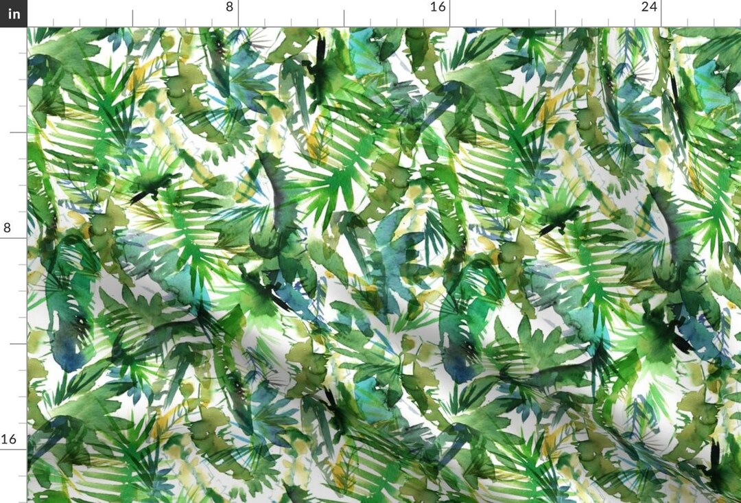 Tropical Fabric - Vibe of Jungle Green by Schatzibrown - Tropical Green ...
