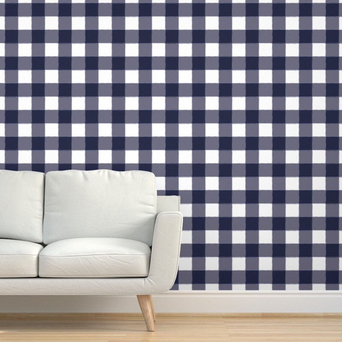 Navy Wallpaper Large Buffalo Check Gingham by Sugarfresh - Etsy