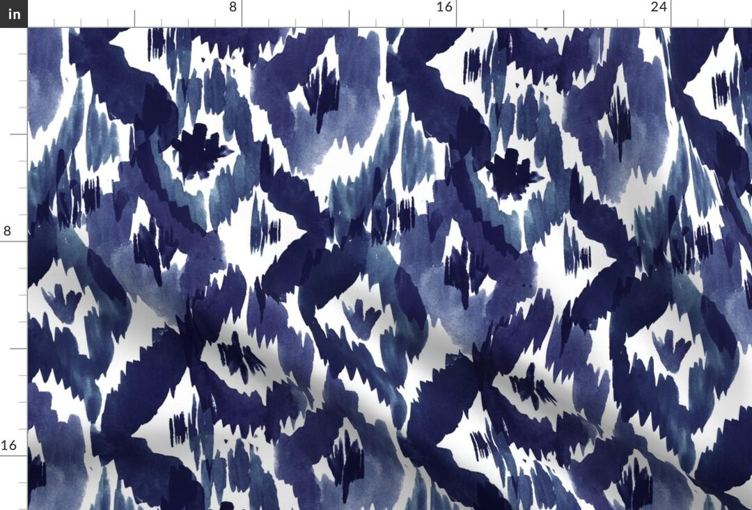 Blue Ikat Fabric Indigo Blue Ikat Diamonds by Crystal Walen Ikat Cotton ...