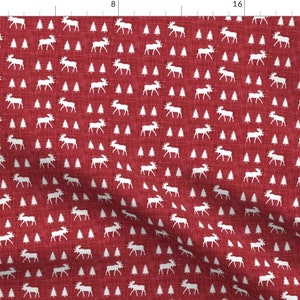 Moose Fabric Moose Trot Red Small by Ivieclothco Moose - Etsy