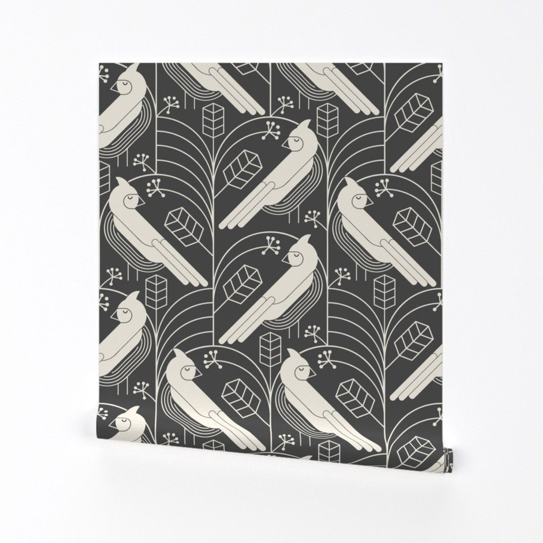 Buy Scandi Tribal Wallpaper Neutral Geometric Northern Cardinal by ...