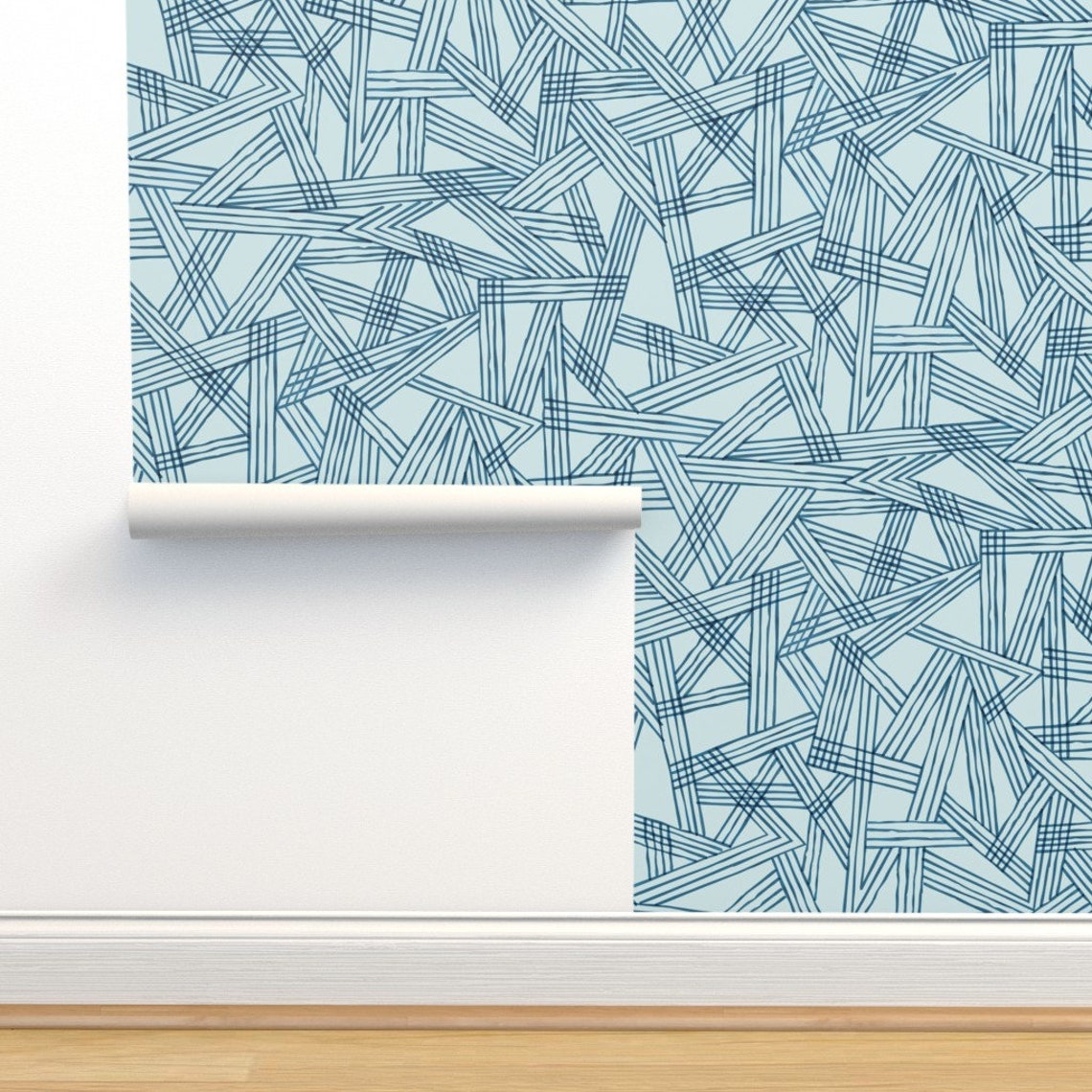 Fragmentation Wallpaper Roosting by Chris Jorge Blue Geo - Etsy