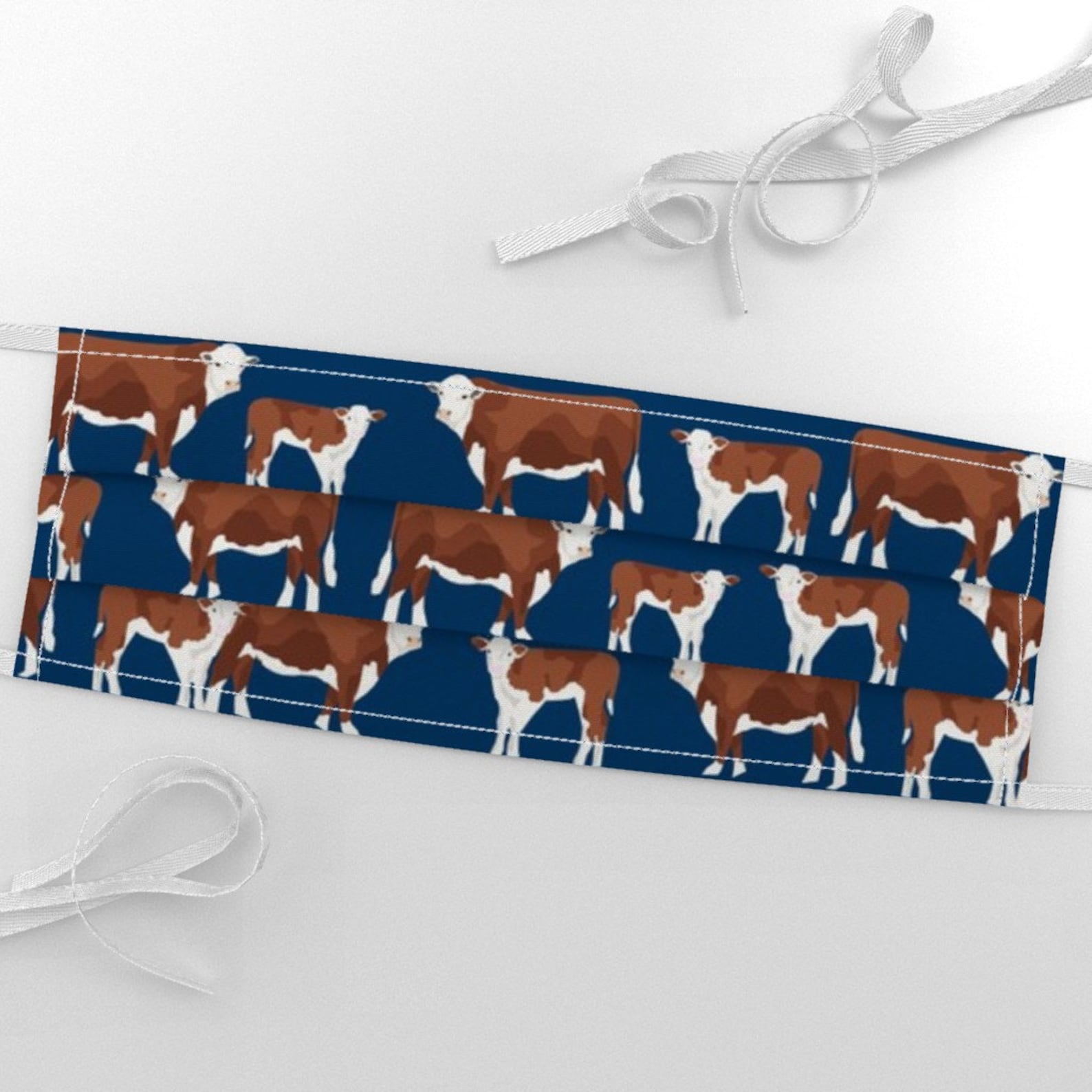 Cattle Fabric Hereford Cattle Calf Farm Animal Navy by - Etsy