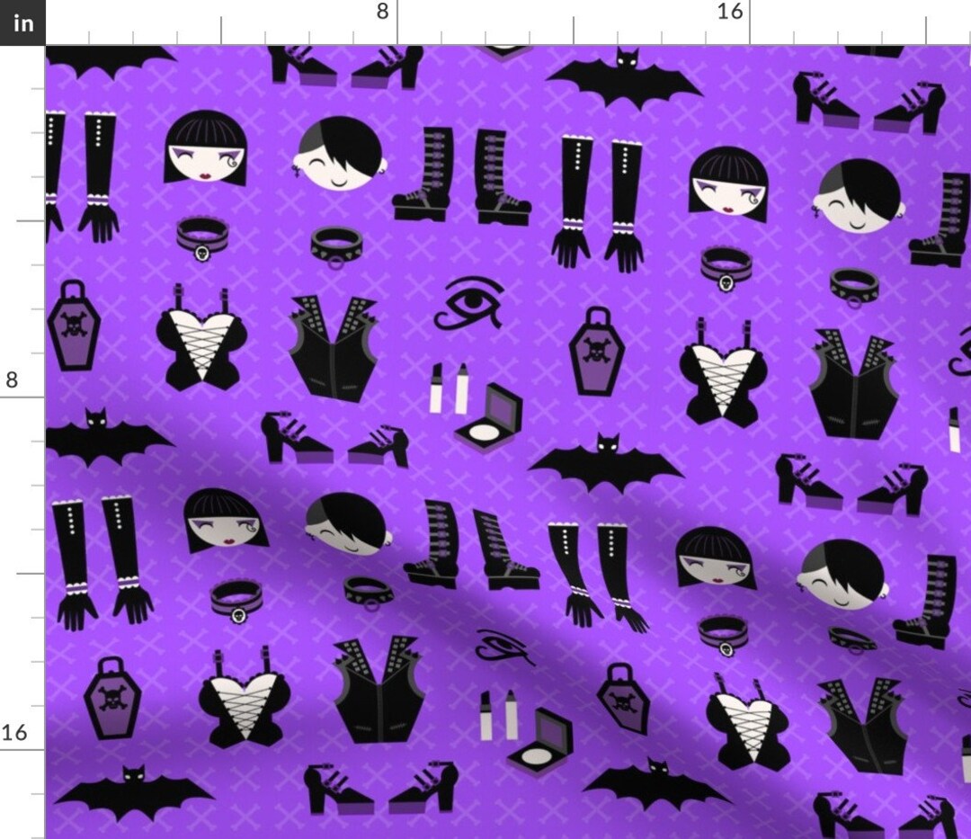80s Pop Goth Fabric Cute Goths by Pinkowlet Kawaii Goth - Etsy