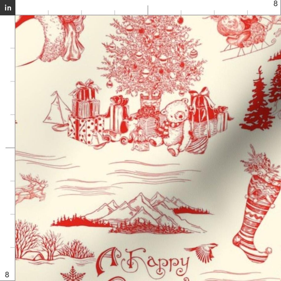 Holiday Toile Fabric - A Happy Christmas Holiday Toile by Sherri Bb ...