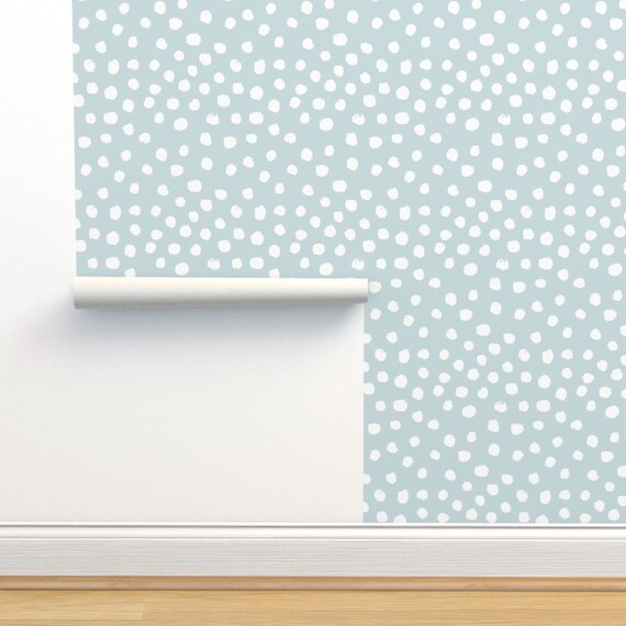 Dot Wallpaper Soft Blue Dots by Charlottewinter Baby Blue - Etsy