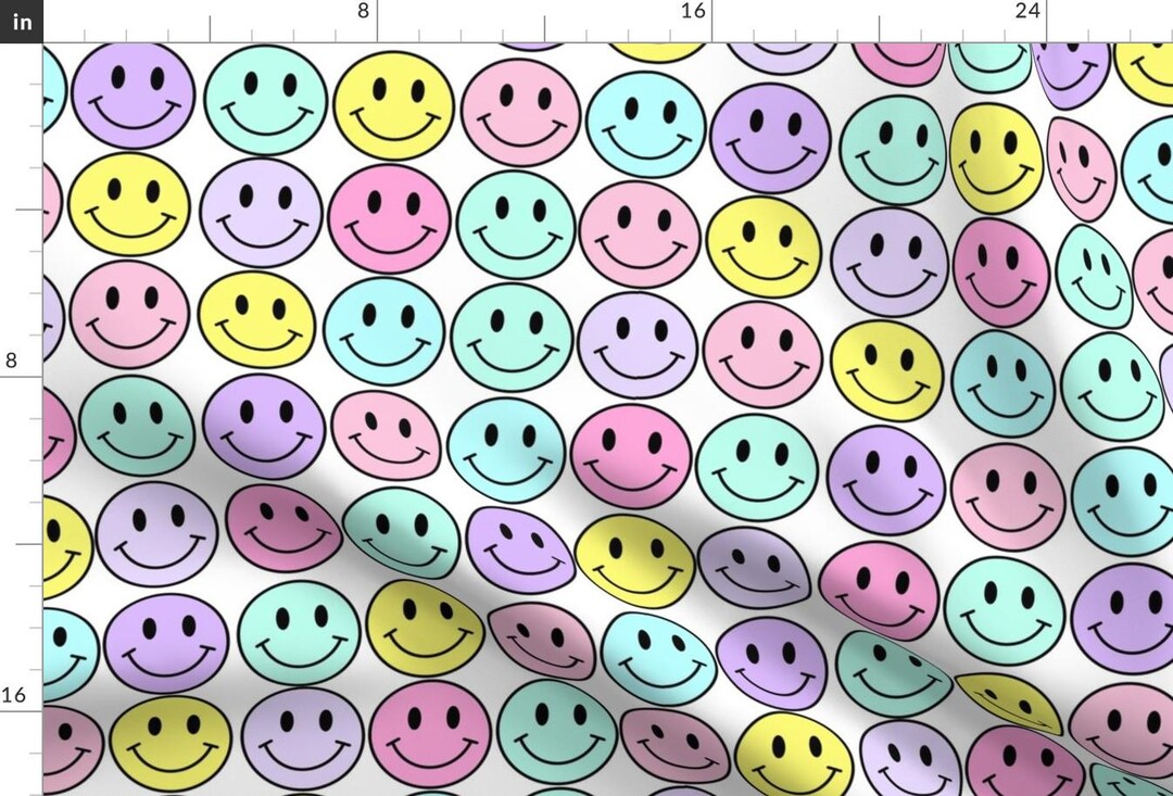 Pastel Smileys Fabric - Pastel Smilies by Blossoms_designs - 90s Pastel ...