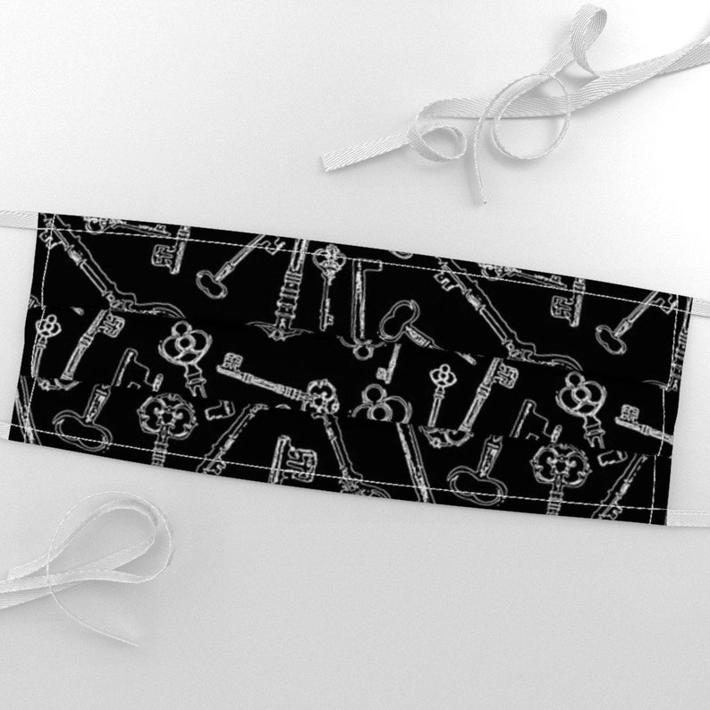 Skeleton Key Fabric Stylized Antique Keys on Black Small | Etsy