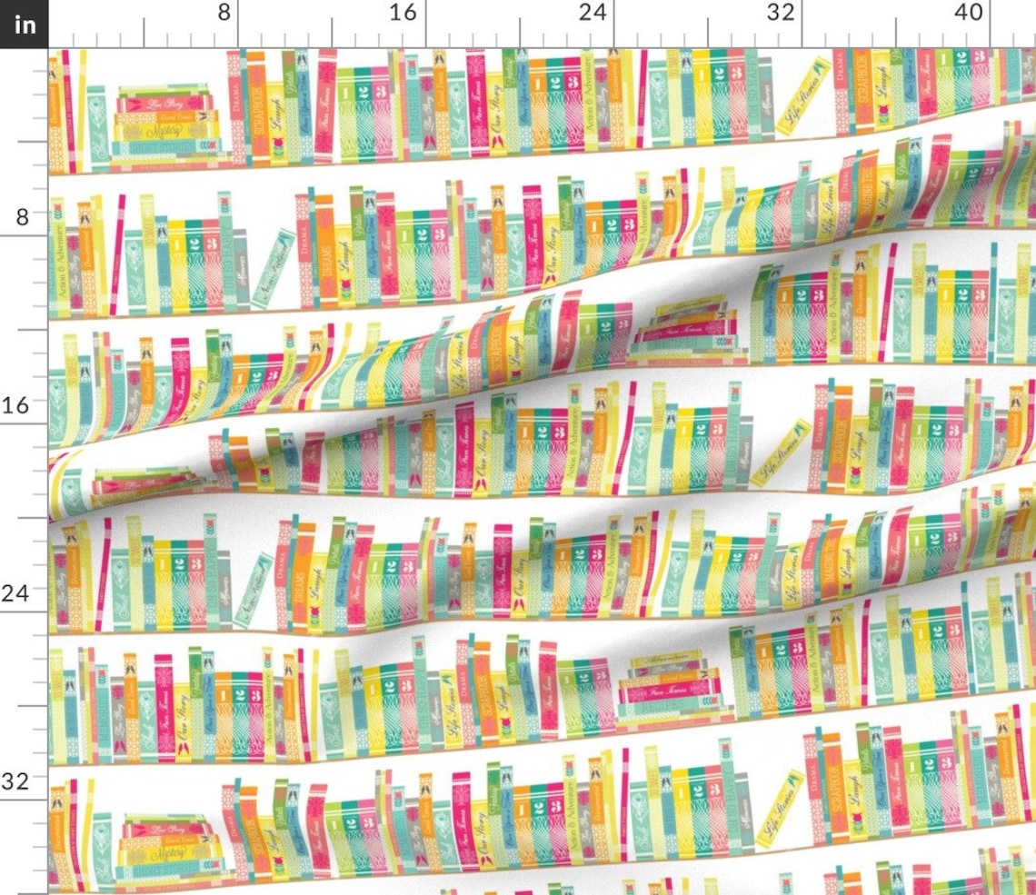 Library Books Fabric for the Love of Reading by - Etsy