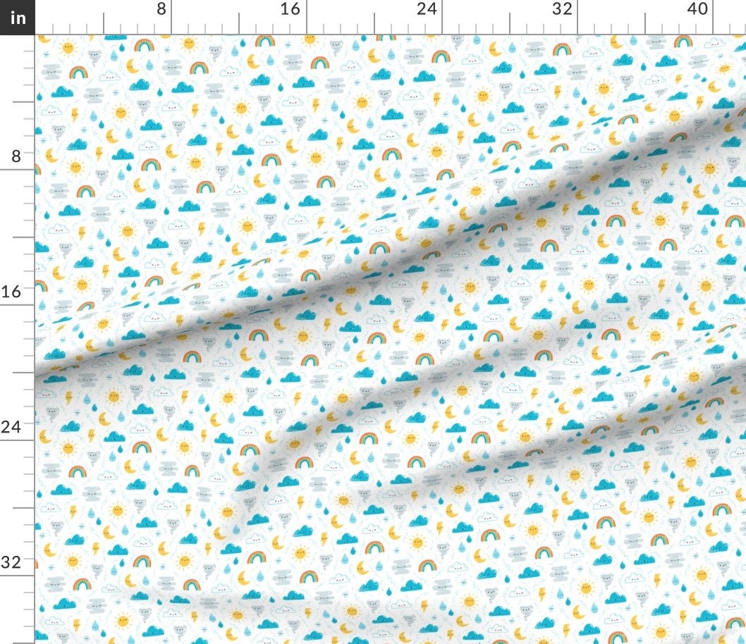 Kids Weather Fabric Fun Weather by Stolenpencil Sun Moon - Etsy