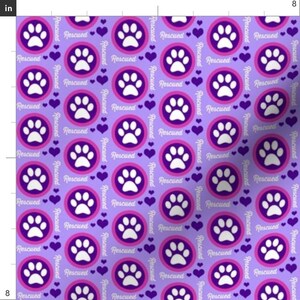 Dog Fabric - Paw Power Purple by Brainsarepretty - Rescue Dog Paws ...