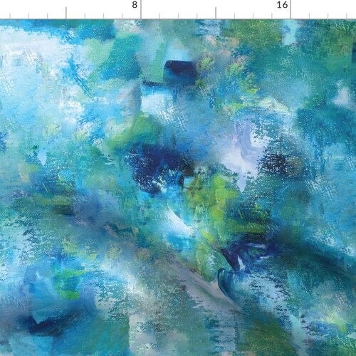 Abstract Blue Watercolor Green Pattern Fabric Blue Abstract - Etsy