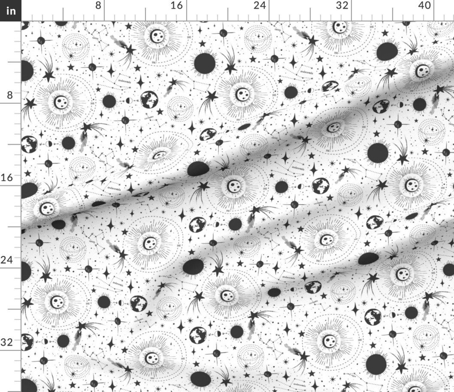 Astronomy Illustration White Fabric Solar System Milky Way - Etsy