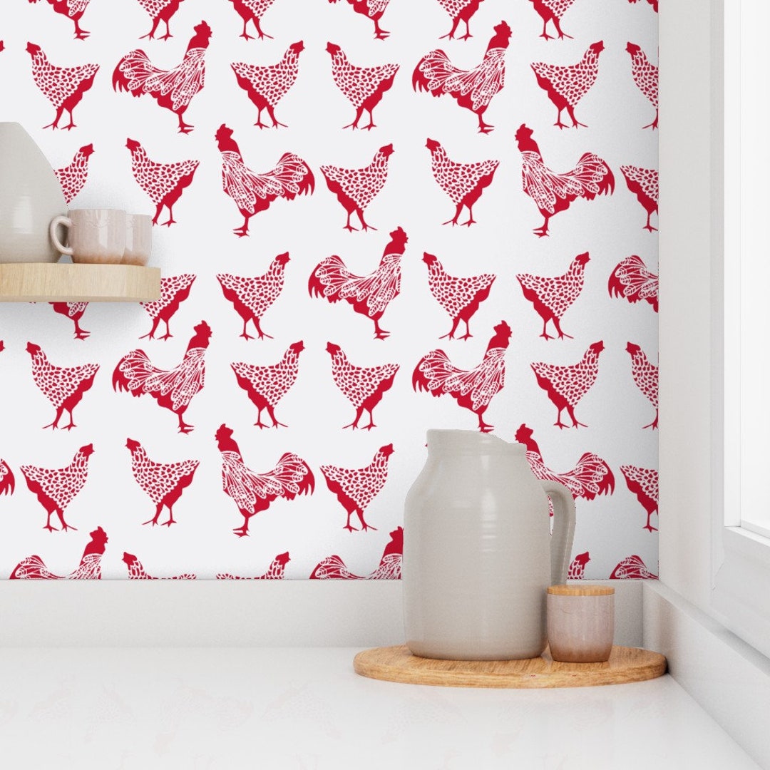 Chicken Wallpaper - Chicken Red on White by Thehighfiber - Chicken Red ...