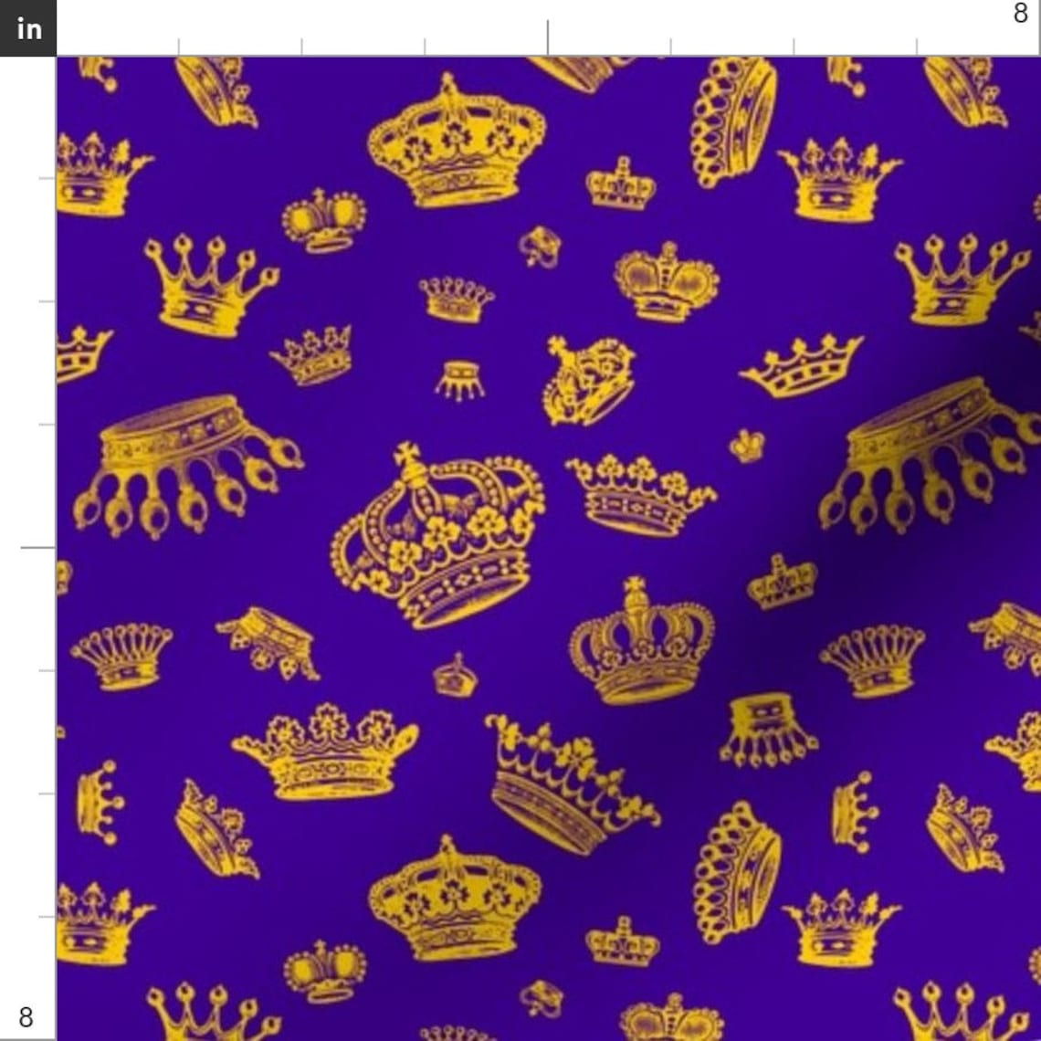 Royal Fabric Royal Crowns Gold on Purple by Lavaguy - Etsy