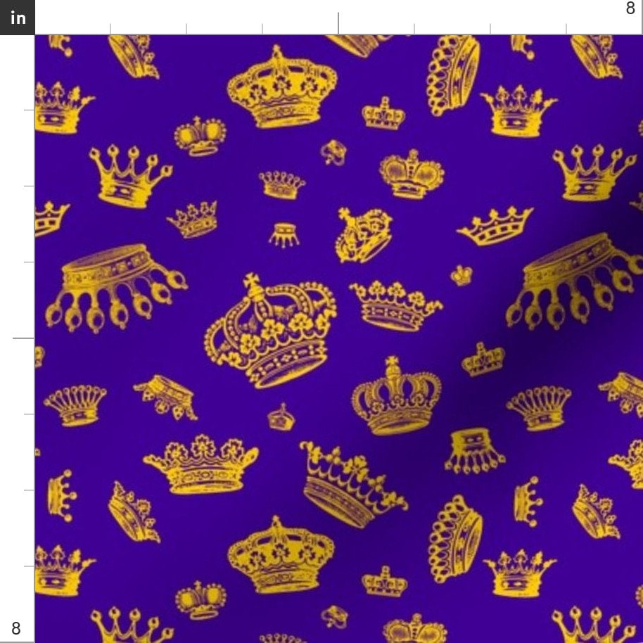 Royal Fabric Royal Crowns Gold on Purple by Lavaguy - Etsy