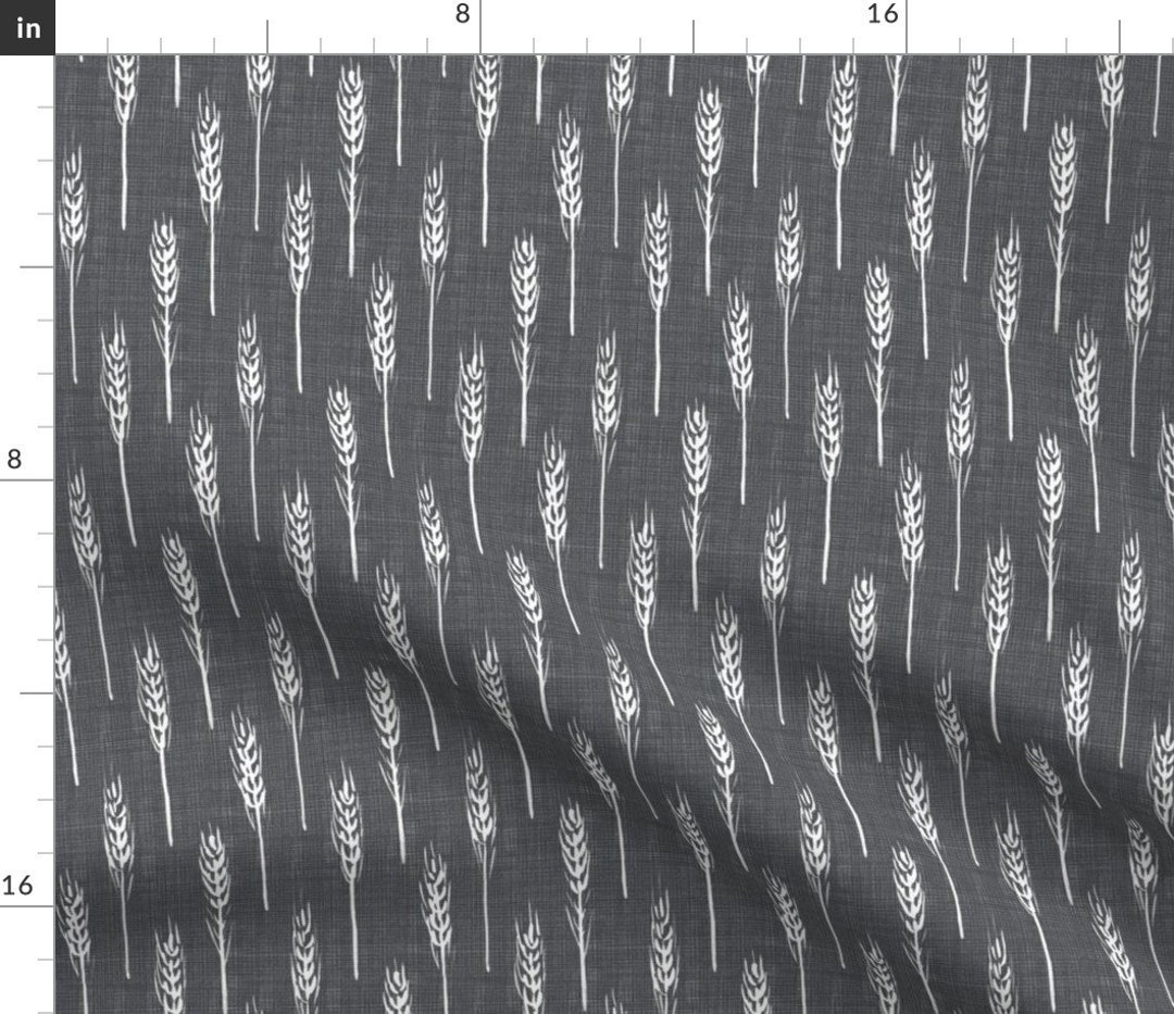 Wheat Fabric Wheat Grey Linen by Jillbyers Wheat on Grey - Etsy