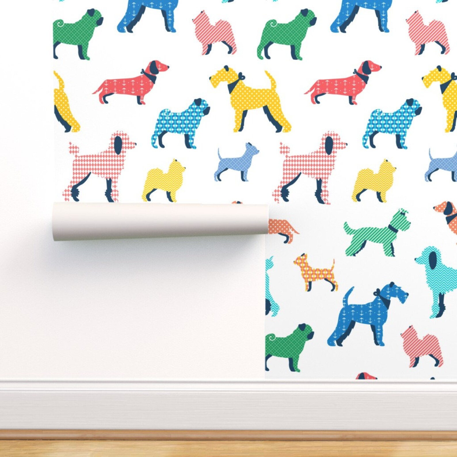 Dog Wallpaper Patterned Dogs Vibrant Big by Ewa Brzozowska - Etsy